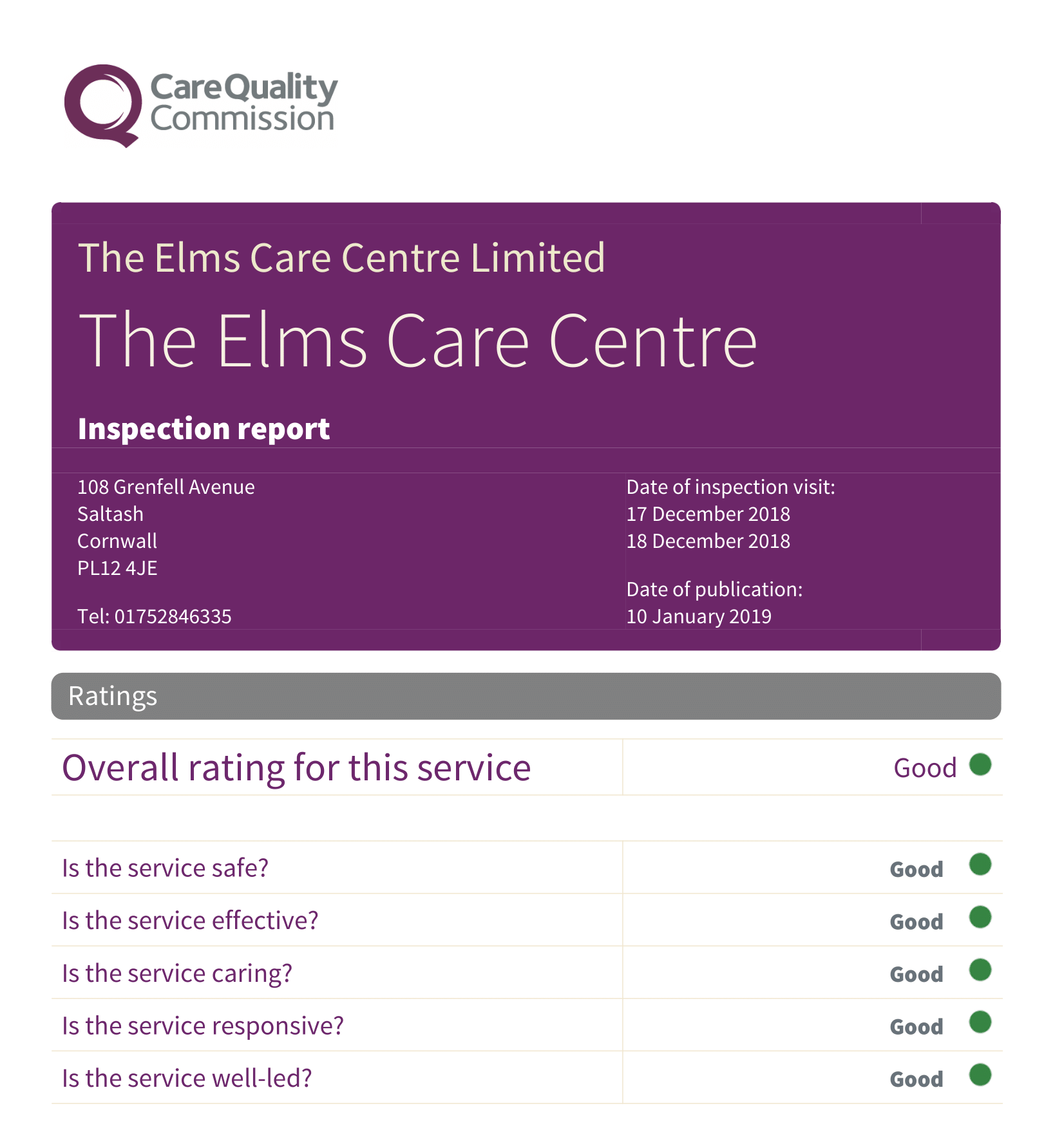 To read full CQC report, please click here